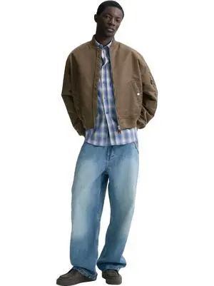 H&m Padded Nylon Bomber Jacket - Khaki Green