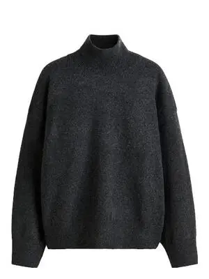 H&m Oversized Turtleneck Jumper - Dark Gray Melange