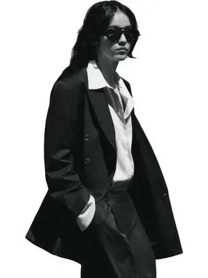 H&M Oversized Twill Blazer With Peak Lapels - Dark Gray
