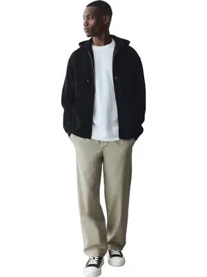 H&m Loose Fit Zip-through Hoodie - Black