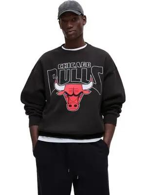 H&m Oversized Fit Printed Sweatshirt Black/nba