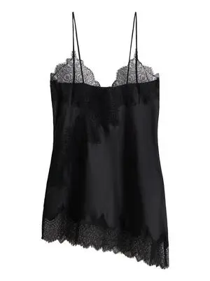H&m Lace-trimmed Strappy Satin Top - Black