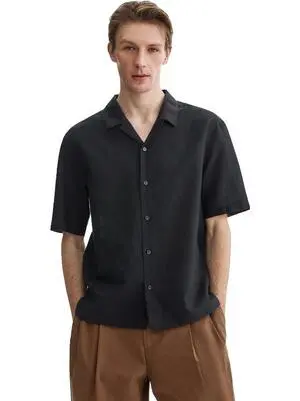 H&m Relaxed Fit Linen-blend Resort Shirt Black