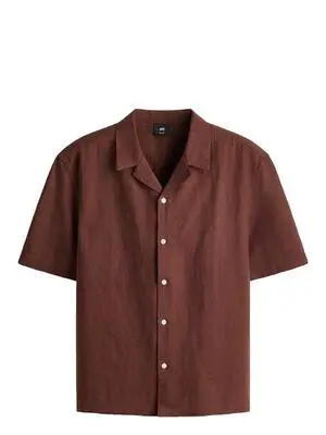H&m Relaxed Fit Linen-blend Resort Shirt Brown