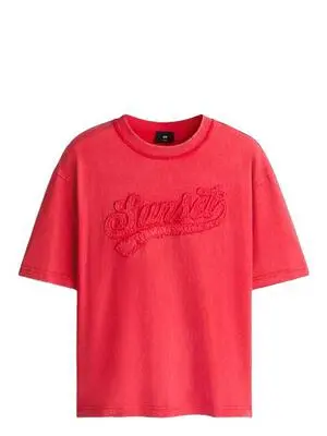 H&m Loose Fit Printed T-shirt - Red/sunset
