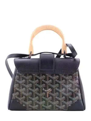 Goyard Saigon Top Handle Bag In Coated Canvas And Leather - Black