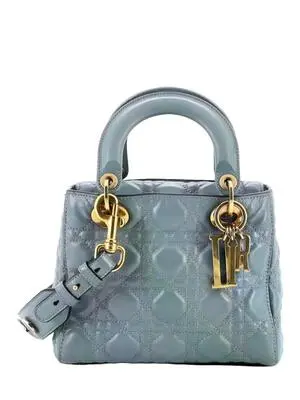 Dior Christian Dior Cannage Quilt Lambskin Satchel Blue