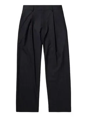 Nn07 Kay 10037 Wide-leg Pleated Pinstriped Trousers - Blue