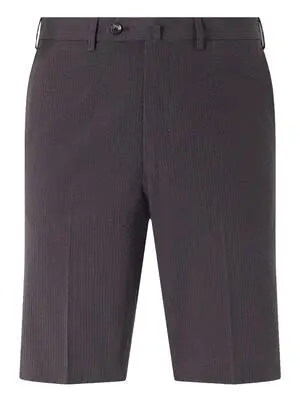 DE PETRILLO Straight-leg Cotton-seersucker Shorts - Brown
