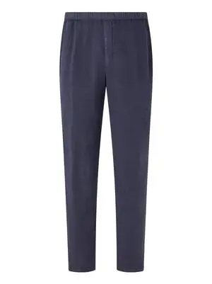 Boglioli Tapered Linen Drawstring Trousers - Blue