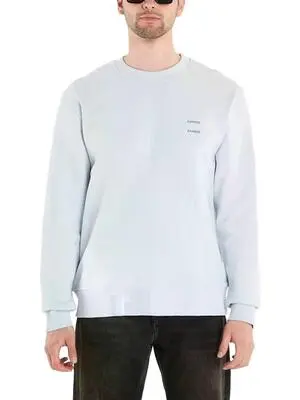 SAMSOE SAMSOE Logo Print Crew Neck Sweatshirt - Blue