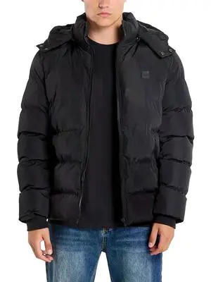 URBAN CLASSICS Logo Patch Padded Jacket - Black