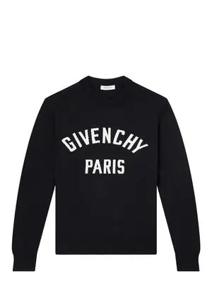 Givenchy Logo Intarsia Cotton-blend Sweater - Black