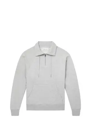 AMI Paris Logo-embroidered Half-zip Sweater - Gray