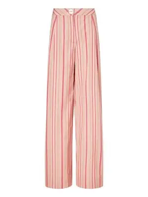 Thierry Colson Loulou Striped Cotton-poplin Wide-leg Pants - Pink