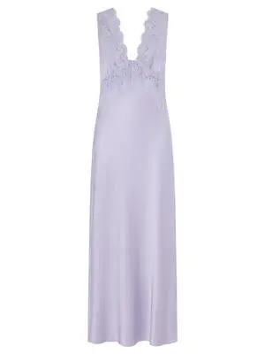 Rixo Lysandra Lace-trimmed Satin Maxi Dress - Blue