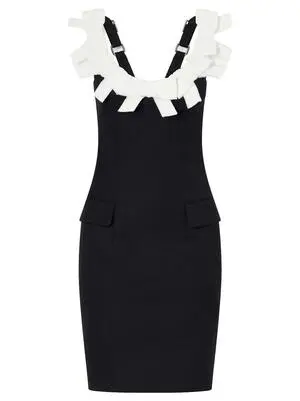 SHUSHU/TONG Bow-detailed Grain De Poudre Mini Dress - Navy