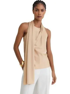 REISS Taylor Draped Sleeveless Top - Neutral