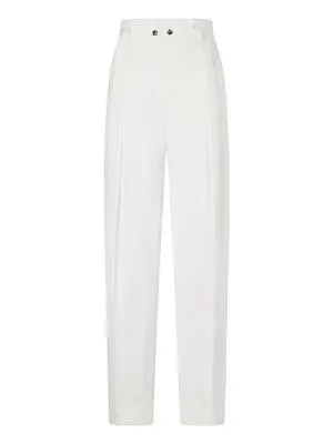 Bottega Veneta Straight-leg Cotton-blend Trousers - White