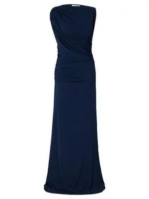 Alex Perry Ruched Draped Jersey Gown - Blue