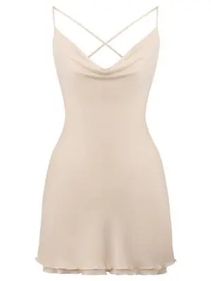 SANCTUMUM Citadel Slip Mini Dress With Ruffle Hem - White