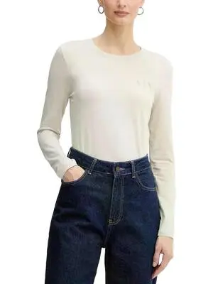 Armani Exchange Long-sleeve T-shirt With Rhinestone Logo - Neutrals