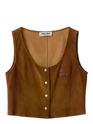 MIU MIU Miu Miu Waxed Suede Cropped Vest