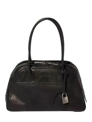 Miu Miu Vivant Nappa Leather Bowling Bag - Black