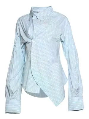 Natasha Zinko Asymmetric Striped Shirt With Classic Collar - Blue