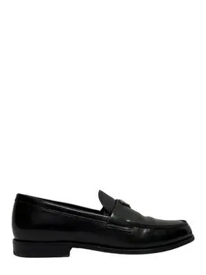 Prada Logo Plaque Brushed Loafers - Black