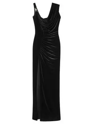 Versace Velvet Draped Gown - Black
