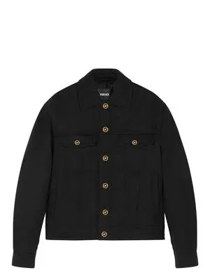 Versace Crushed Nylon Satin Padded Jacket - Black