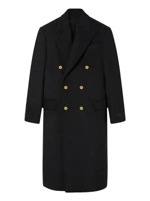 Versace Wool Double-breasted Caban With Medusa Buttons - Black
