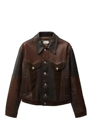 Versace Leather Blouson With Suede Inserts - Brown