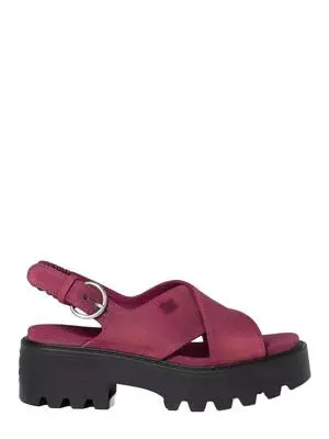 Miu Miu Gabardine Platform Sandals With Track Sole - Red