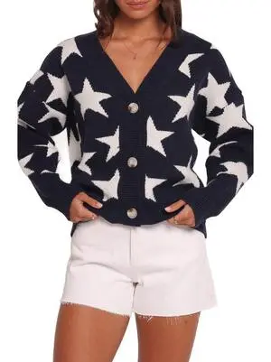 PETAL & PUP Sailor Star Intarsia Cardigan - Navy