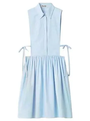 Miu Miu Sleeveless Shirt Dress With Side Ties - Blue
