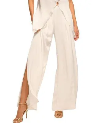 Ramy Brook Jolie Side Slit Crepe Pants - Ivory