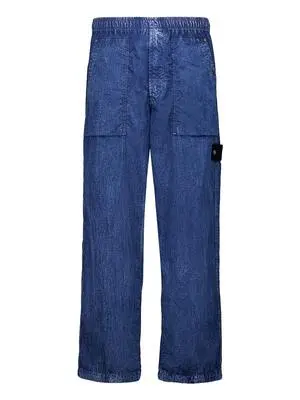 Stone Island Indigo Nylon Cargo Trousers - Blue
