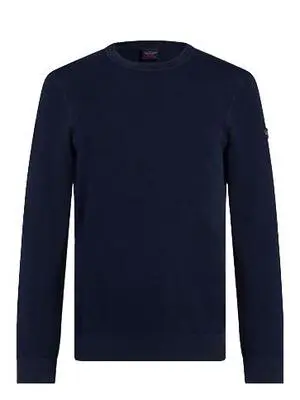 Paul & Shark Cotton Crewneck Sweater With Brand Logo - Navy