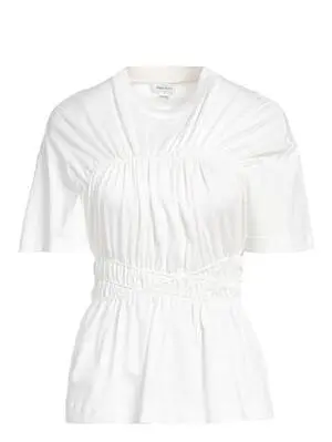 Alexander McQueen Cotton Jersey T-shirt With Gathered Detailing - White