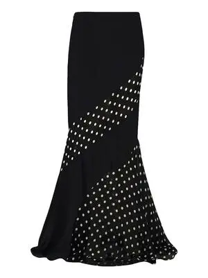 Nina Ricci Silk Mermaid Maxi Skirt With Polka Dot Print - Black