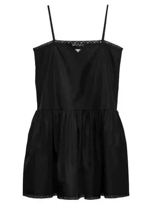 Prada Re-nylon Mini Dress With Lace Trim - Black