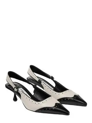 JIMMY CHOO Amel 50 Slingback Pumps - Black/bone