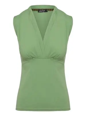 CONQUISTA Sleeveless Faux Wrap Top - Green
