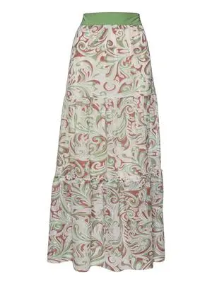 CONQUISTA Conquista Paisley A-Line Maxi Skirt