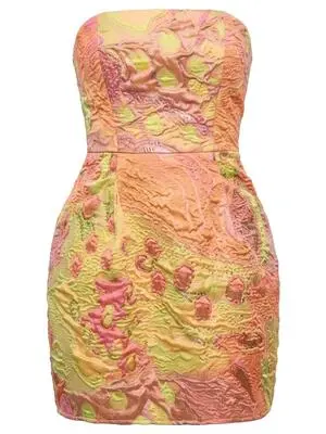 MIRIMALIST Jacquard Statement Mini Dress - Orange