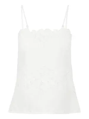 Miguelina Olympia Embroidered Linen And Cotton-blend Camisole - Neutrals