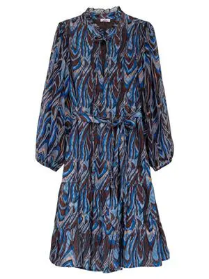 NIZA Printed Dress With V-neckline - Blue