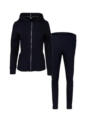 OH!ZUZA NIGHT&DAY Cotton Zip-up Hoodie And Lounge Tight Set - Black